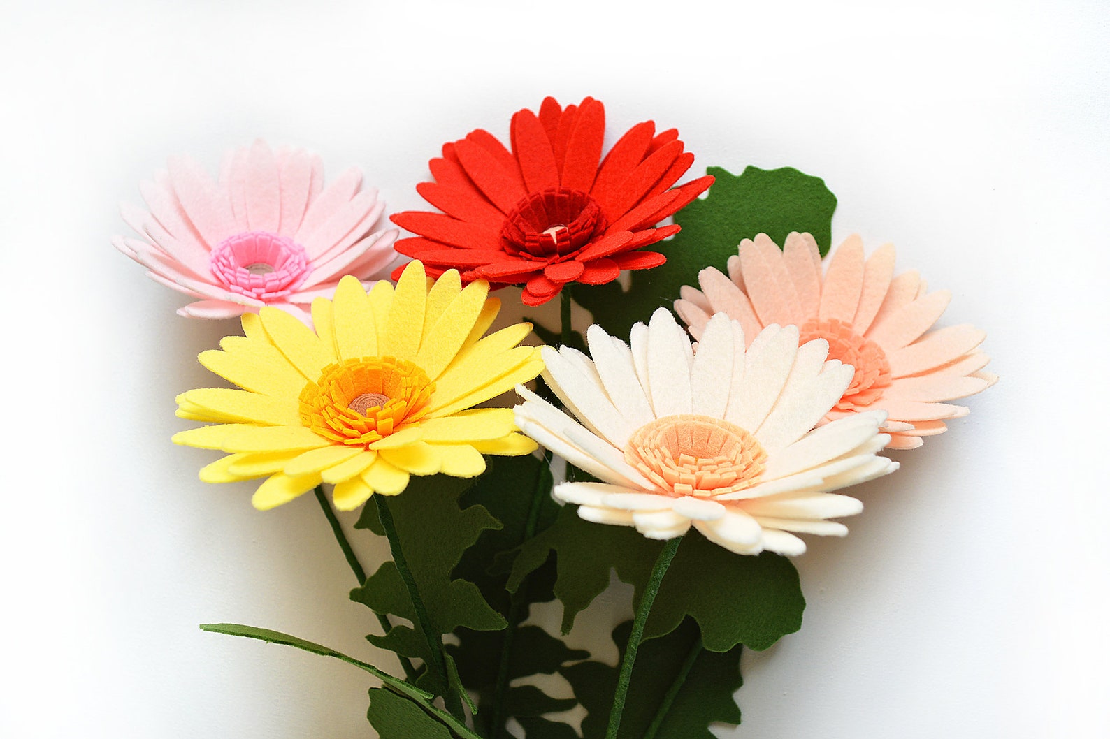 Set of 5 Large Gerberas Choose Color Felt Flower Packs | Etsy