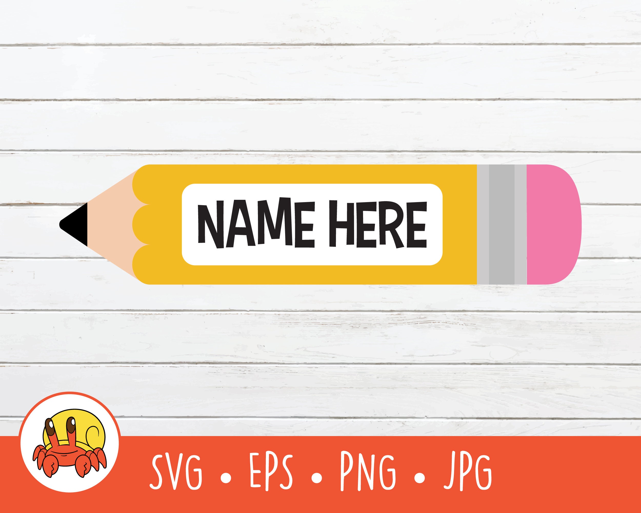 Pencil Nametag SVG Pencil Clipart Pencil For Name Vector | Etsy