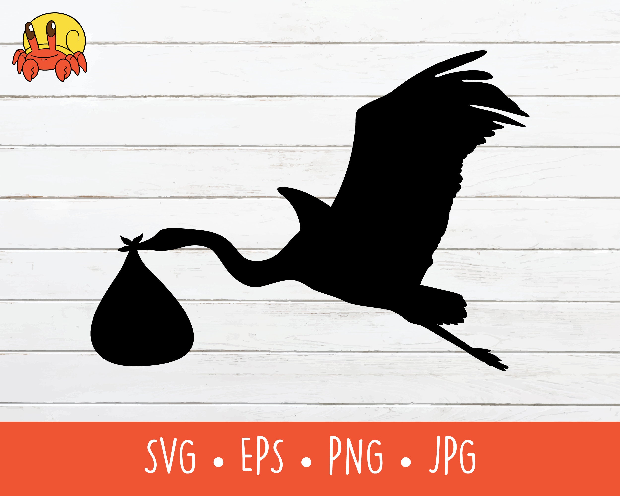 Baby Arrival Stork SVG Vector Stork Cut File For Cricut PNG | Etsy