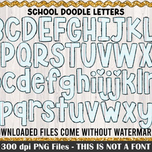 School Doodle Letters, Back to School PNG Alphabet Bundle, Teacher ...