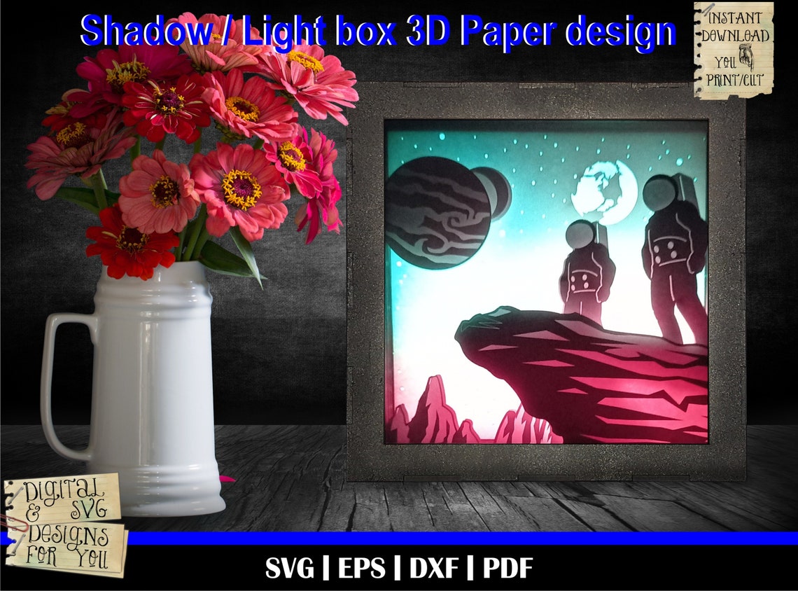 Astronaut and Alien Space Bundle 3D Shadow Box Templates - Etsy