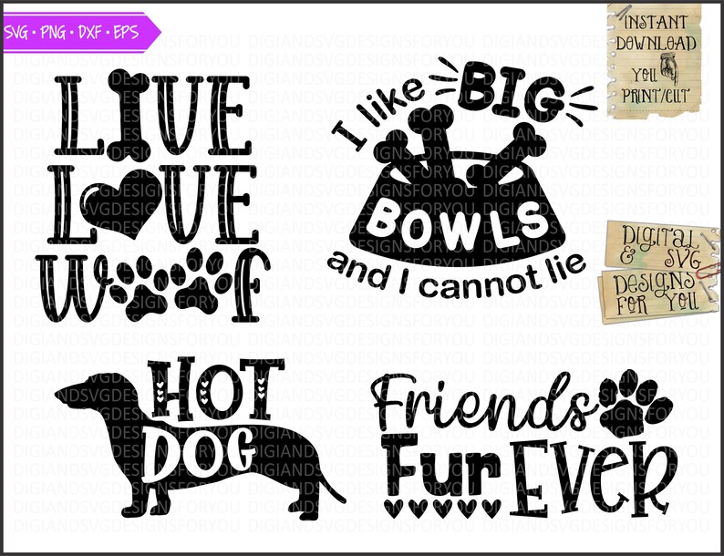 Dog Quotes Bundle Svg Eps Dxf Cut File Dog Quote Svg Dogs | Etsy
