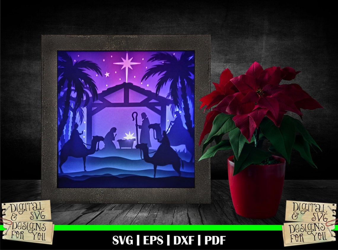 Christmas Nativity Scene 3D Shadow Box 3D Light Box Shadow - Etsy
