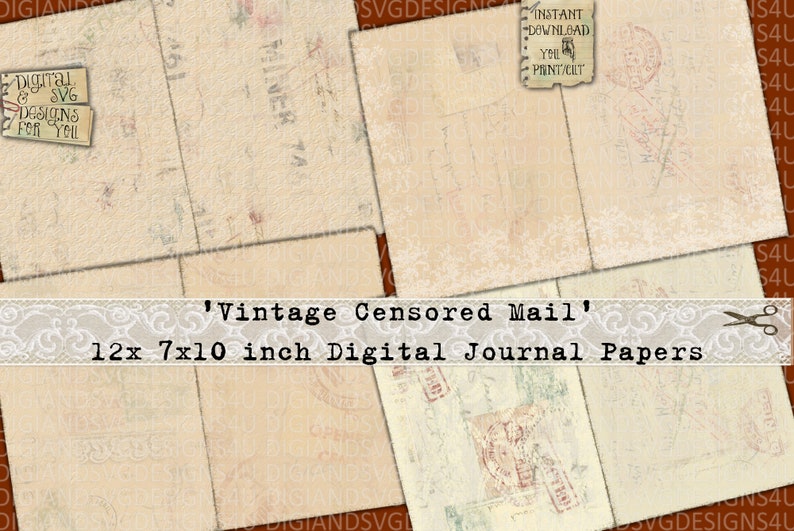 Vintage Style Papers Censored Letters Letters Printable | Etsy