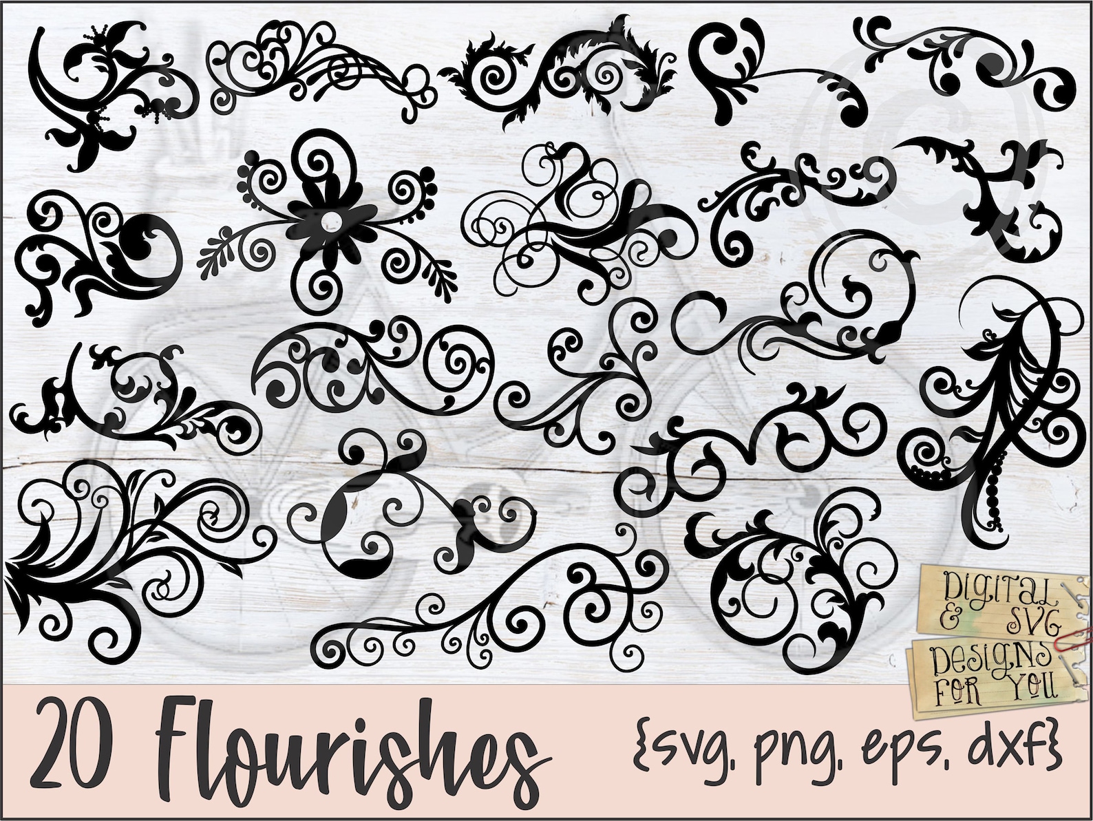 Flourishes SVG Decorative Elements SVG Swirls SVG | Etsy