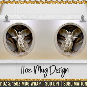3D Heavenly Angel - Christmas Mug Wrap, 11oz - 15oz Mug Wrap, Christmas ...