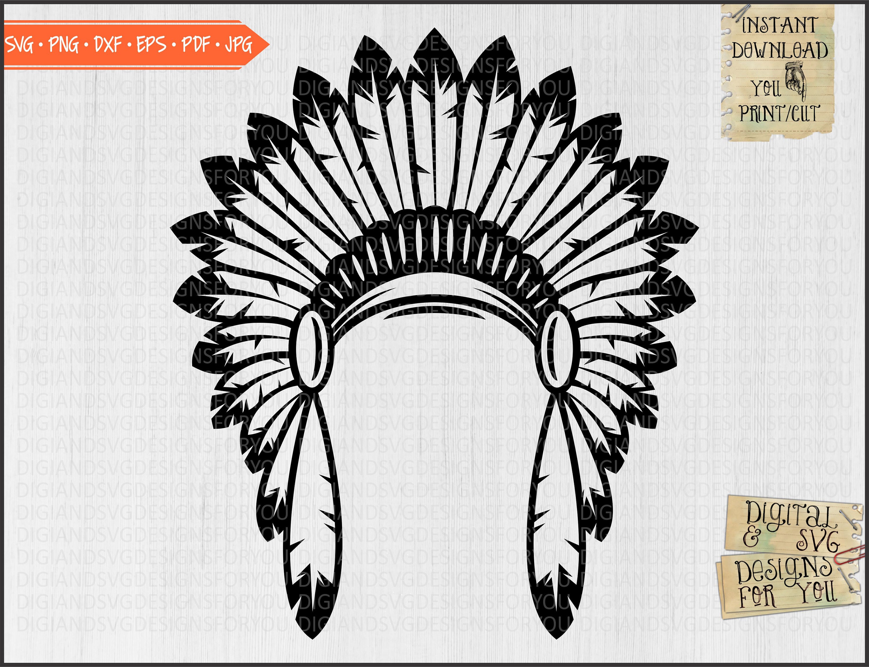 War Bonnet Svg Cut File Chief Native American Svg Warrior - Etsy