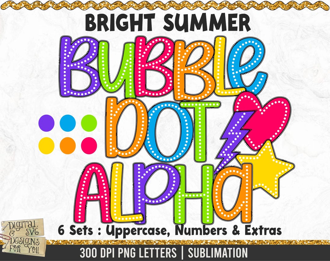 Bright Summer Alphabet PNG, Bubble Dot Alphabet, Alphabet With Dots ...