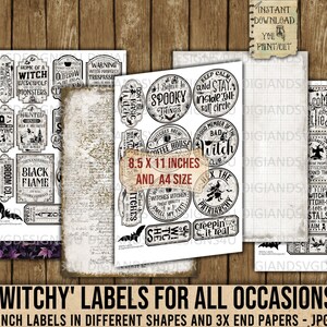 Witchy Labels, Witches, Phrases, Quotes, Labels, Tags, Card Toppers ...