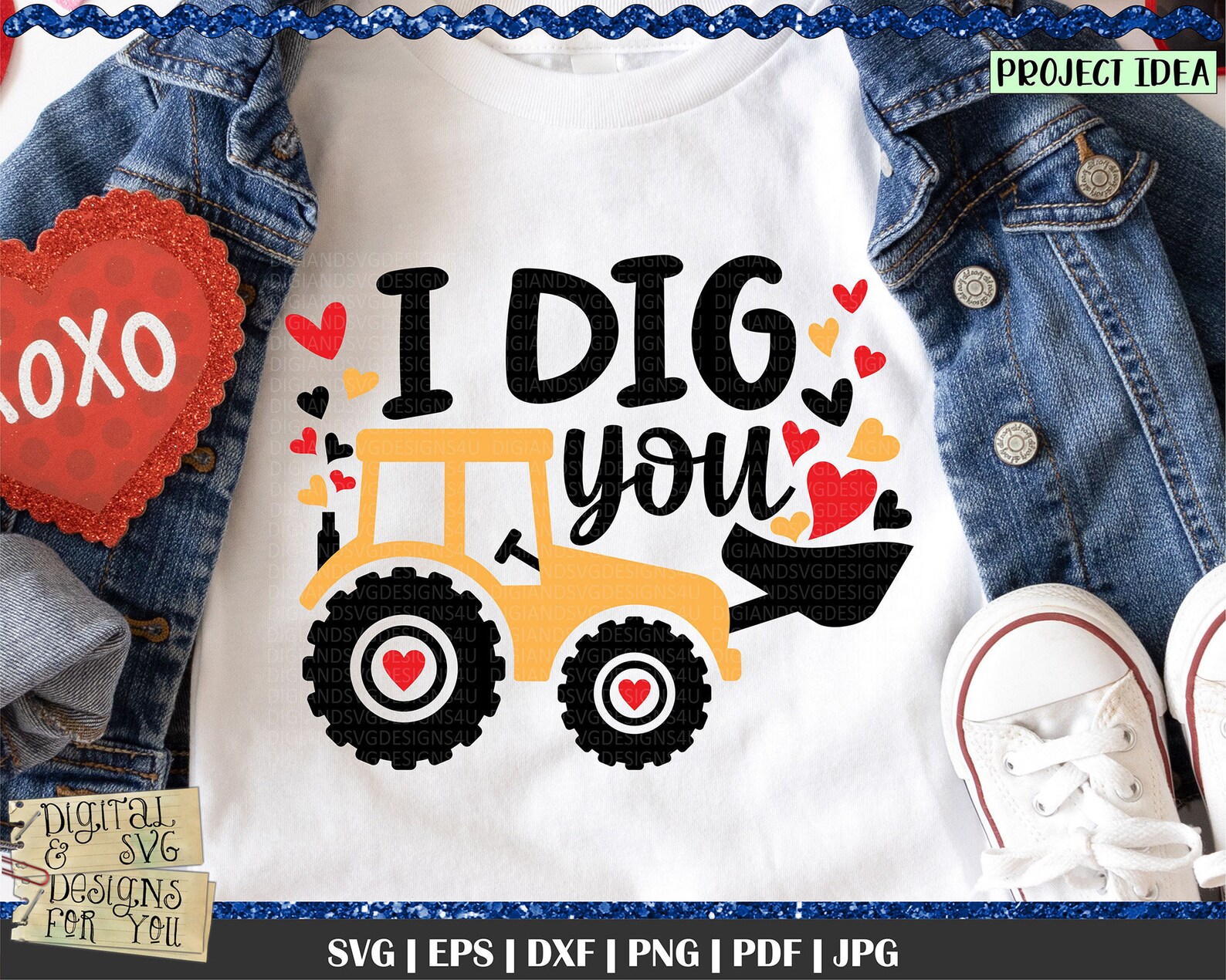 I Dig You SVG Boy Valentine Svg Bulldozer Svg Toddler Boy - Etsy