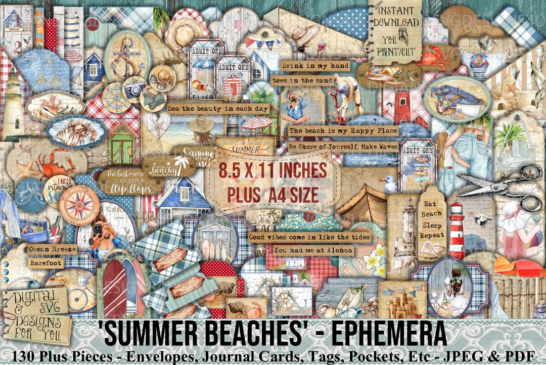 Summer, Beach, Ephemera, Embellishment, Seaside, Vacation, Journal ...