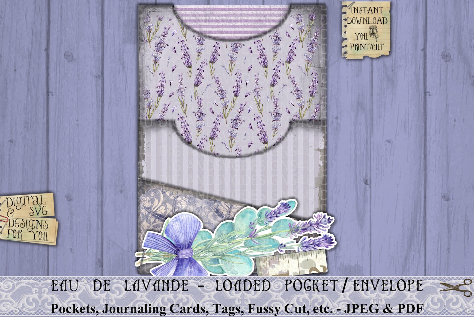 Loaded Pocket Envelope Lavender Shabby Vintage - Etsy UK