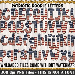 Patriotic Doodle Alphabet Bundle, 4th of July Alphabet, Doodle Letters ...