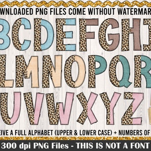 Half Leopard and Pastel Doodle Alphabet Bundle, Leopard Alphabet ...