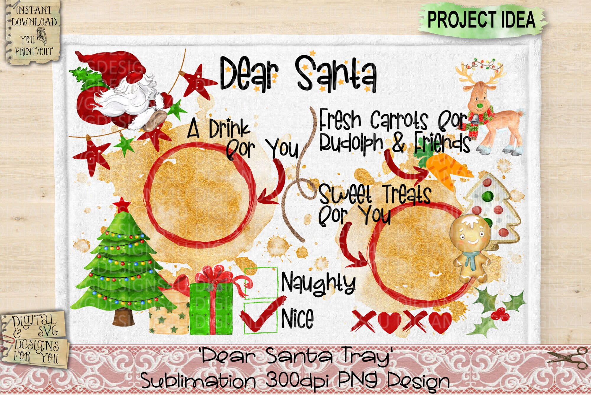 Dear Santa Tray, Sublimation, Milk and Cookies, Cookies for Santa ...