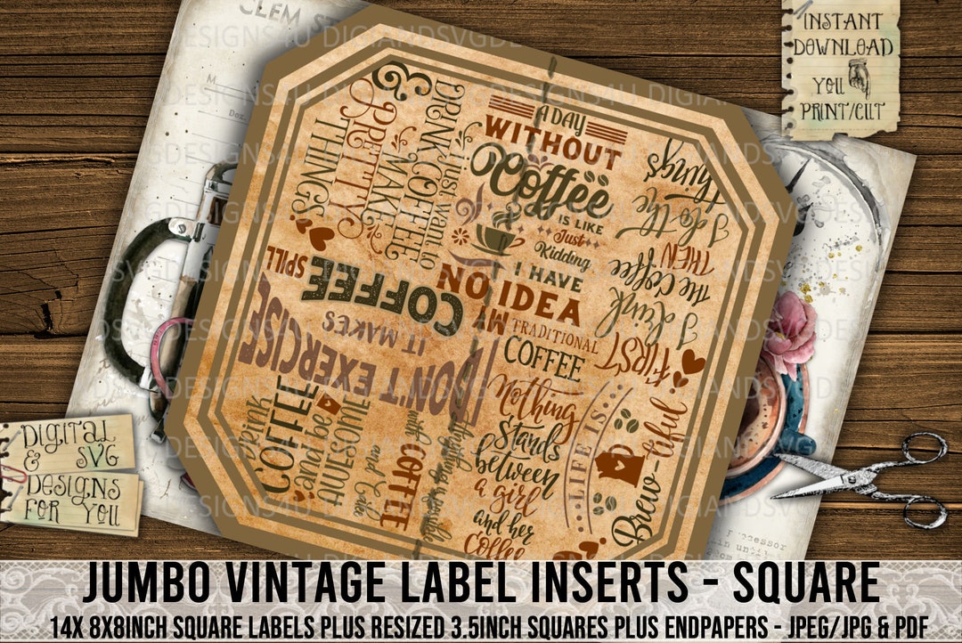 Jumbo, Vintage, Labels, Cutout, Butterflies, Text, Numbers, Phrases ...