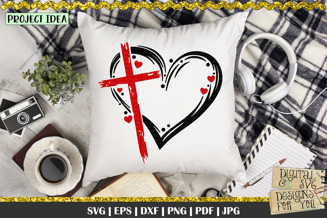 Heart With Cross SVG Heart Cross Svg Christian Svg Doodle - Etsy