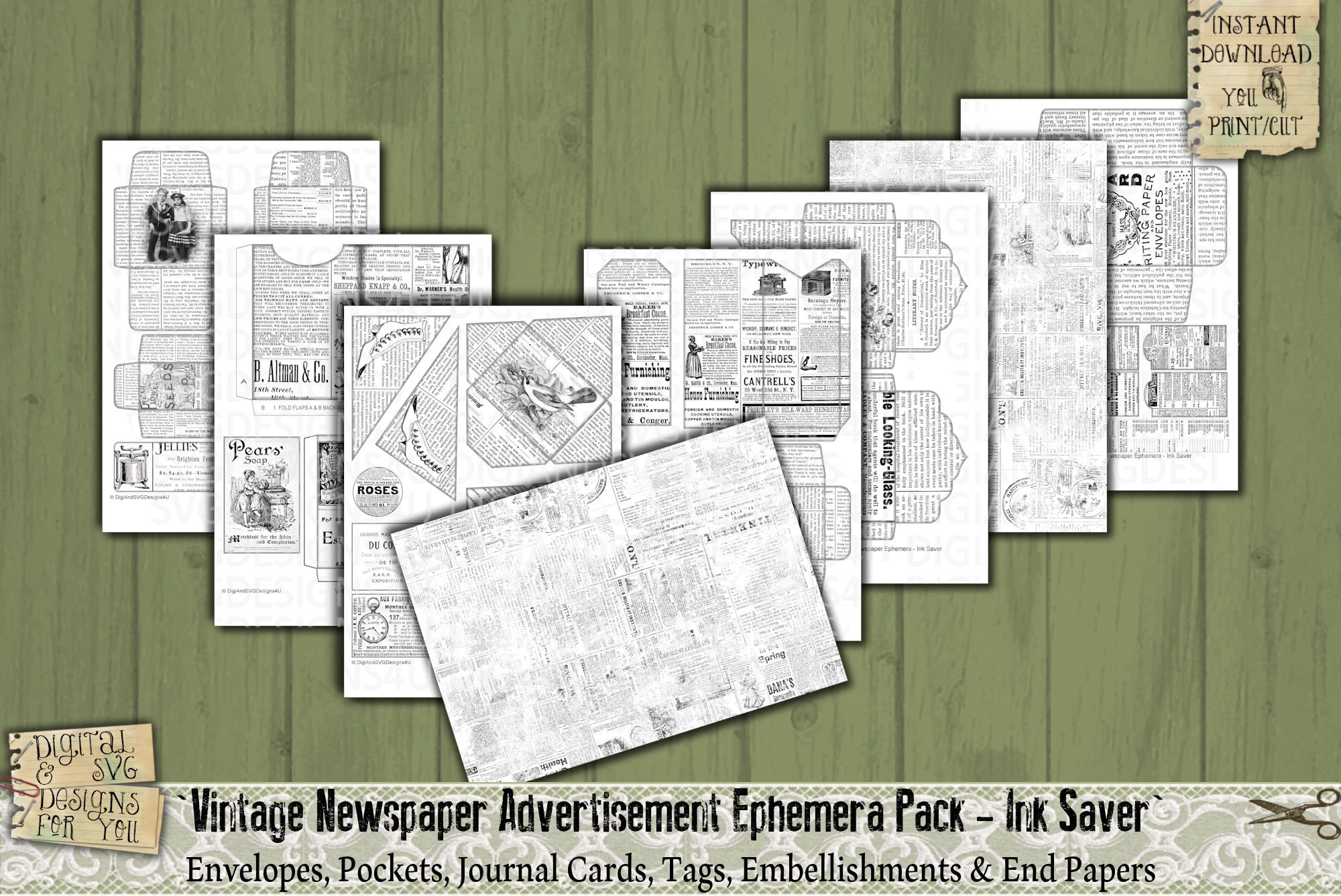 Newspaper Ads Advertisement Vintage Ephemera Ink Saver - Etsy