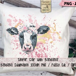 Heifer Calf With Bandana Sublimation, Heifer Cow, Cow With Bandana ...