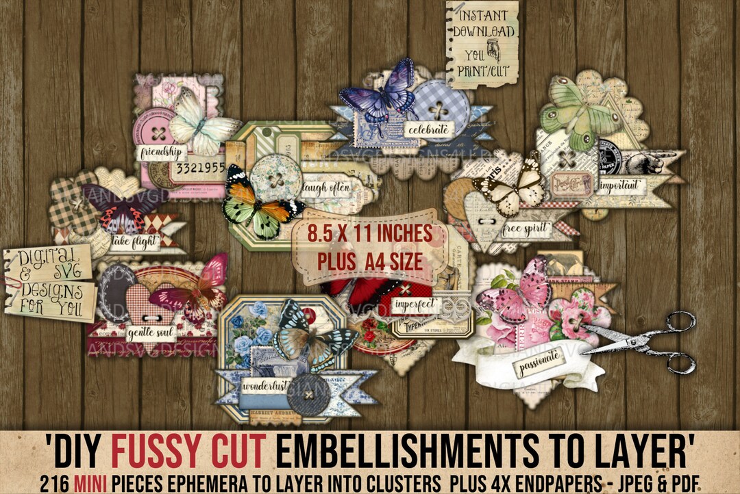 Layered Embellishment Pack, Vintage, Ephemera Pack, Mini, Cluster ...