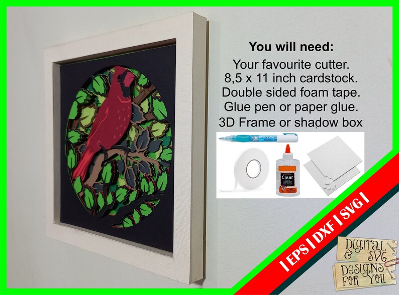 3D Cardinal Bird SVG 3D Cardstock Design 3D Paper Cut - Etsy