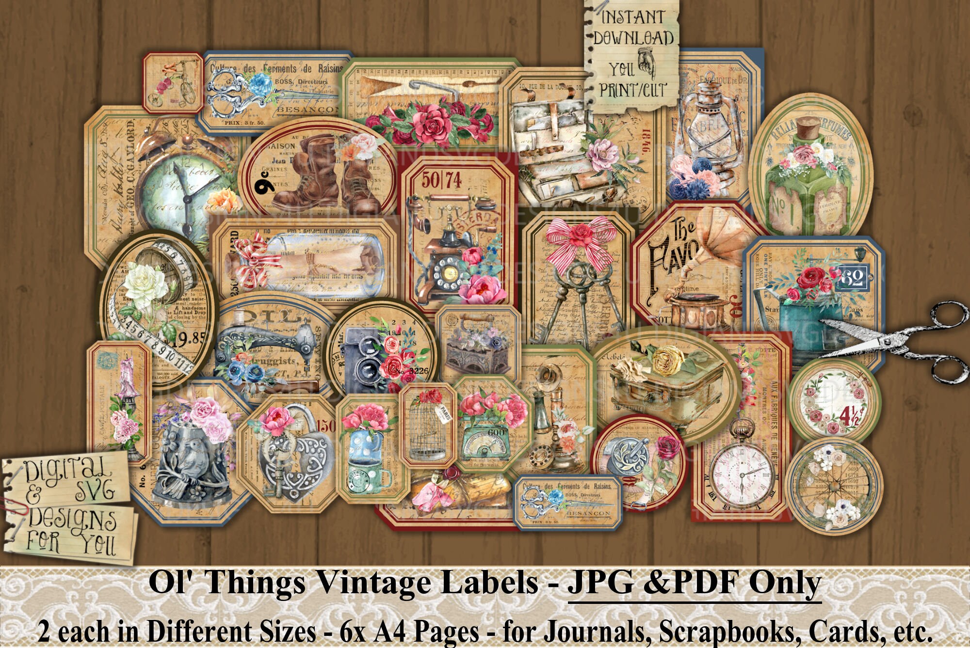 Old Things Vintage Labels Vintage Objects Text Numbers - Etsy