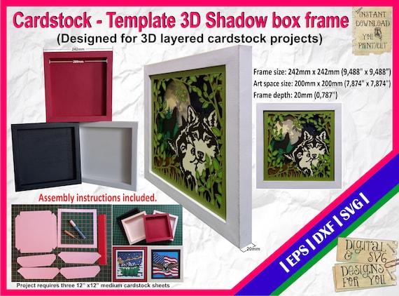 3D Cardstock / Paper Shadow Box Template for Layered 3D Art / | Etsy ...