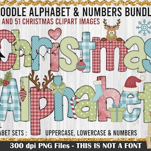 Christmas Alphabet PNG, Doodle Alphabet With Clipart, Doodle Letters ...