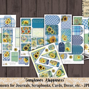 Sunflower Happiness, Sunflower, Ephemera, Printable, Cards, Envelopes ...