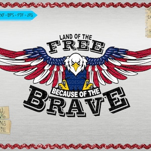 Land of the Free Svg Cut File, Patriotic Eagle Svg, 4th of July Svg ...