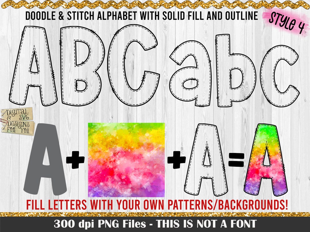 Doodle Letters PNG, Style 4, Transparent Doodle Letters, Blank Doodle ...
