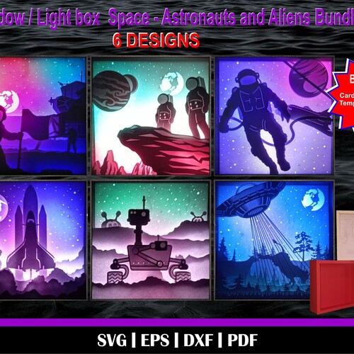 Astronaut Shadow Box Space Light Box Template SVG Digital - Etsy