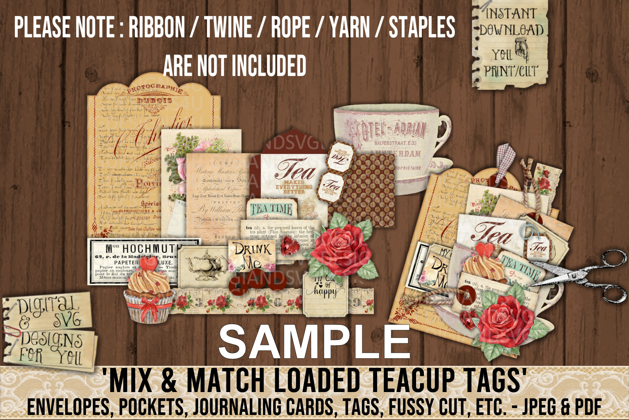 Loaded Teacup Tag Loaded Pocket Tag Tea Coffee Tuck Spot - Etsy