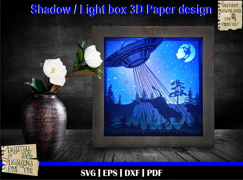 Astronaut and Alien Space Bundle 3D Shadow Box Templates - Etsy