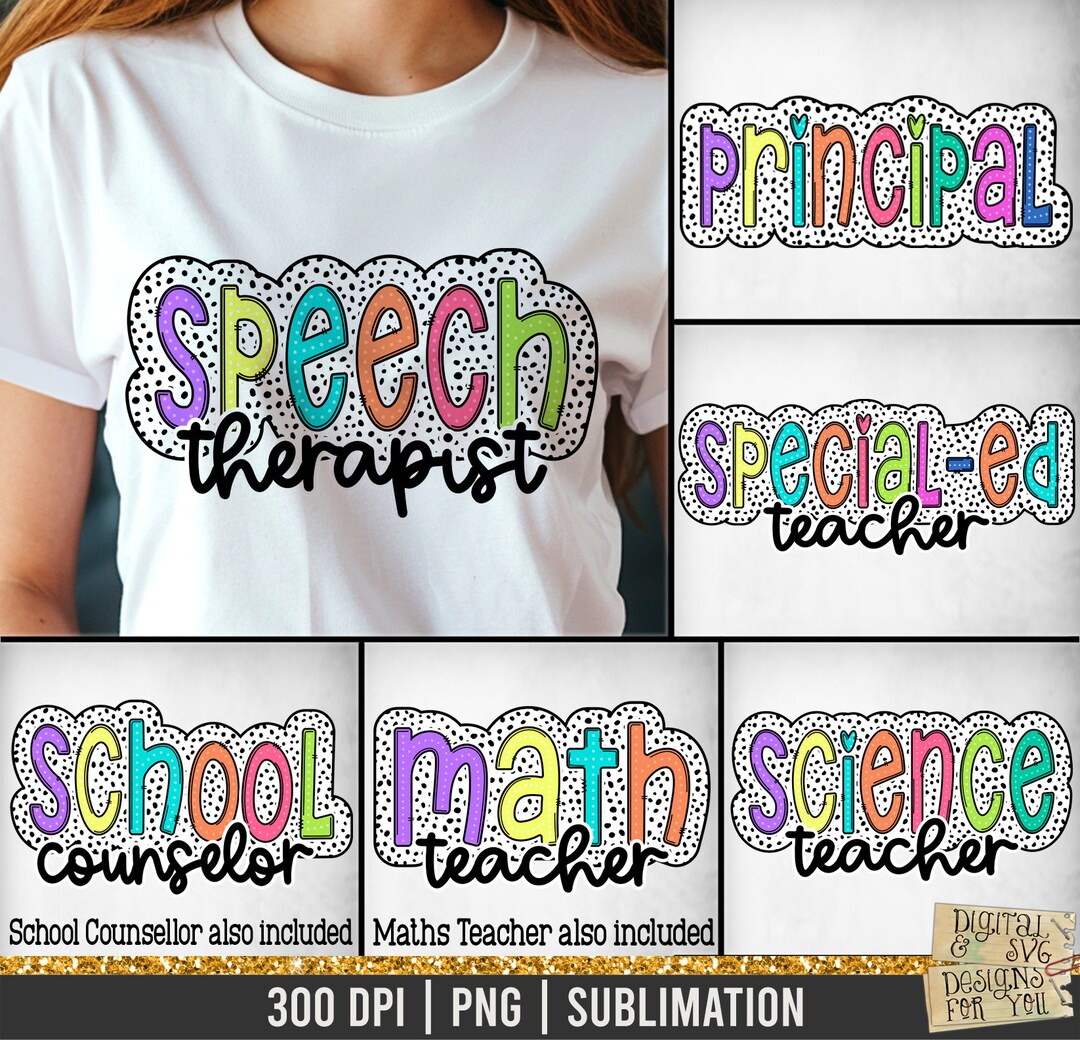 Custom Teacher Bundle, Dalmation Dots Png, Speech Therapist, Special-ed ...