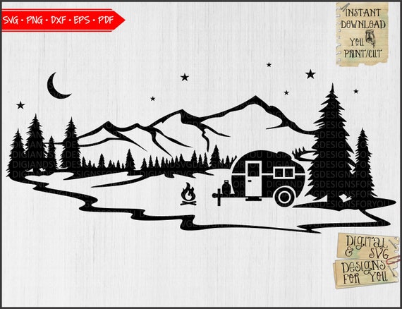 Starry Night Forest Camper Svg Png Eps Dxf Mountain Svg | Etsy Canada