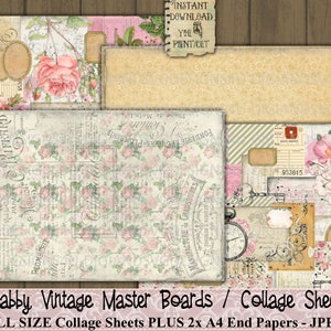 Shabby, Vintage, Master Board, Collage Sheet, Roses, Printable, Digital ...