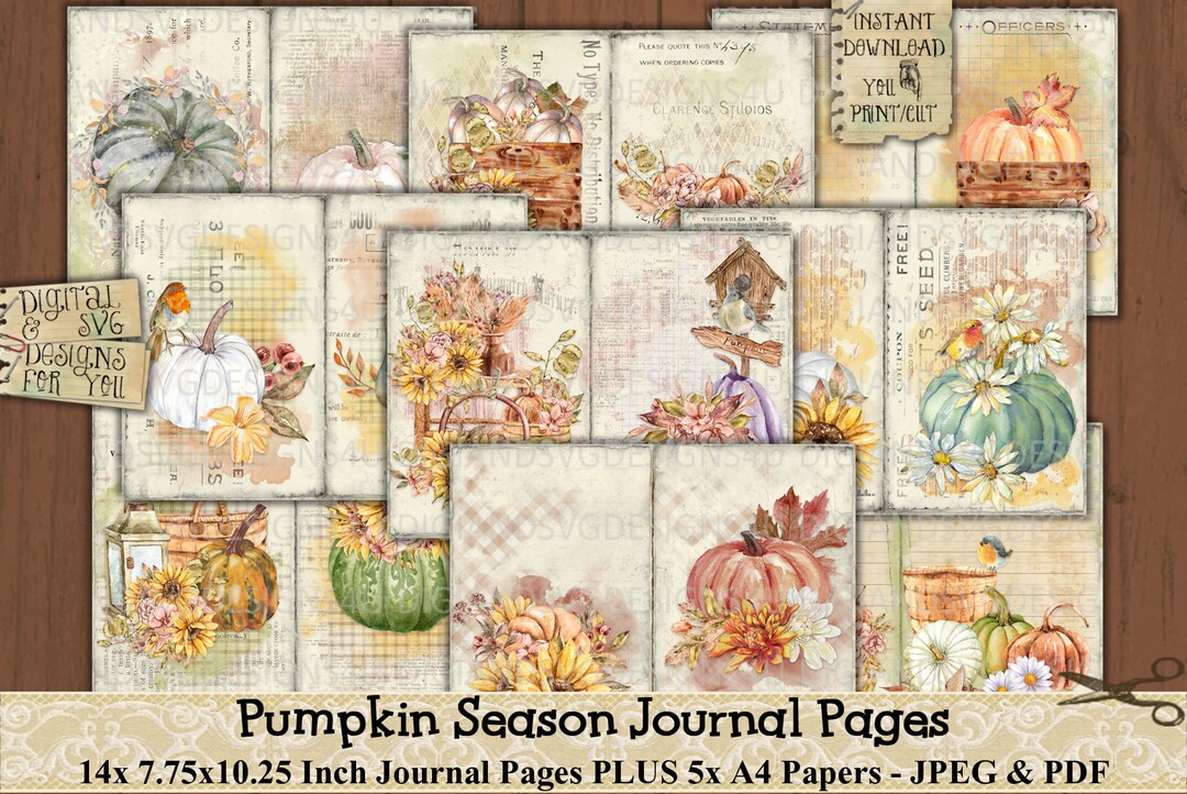 Pumpkin Season, Autumn, Fall, Junk Journal, Harvest, Thanksgiving ...