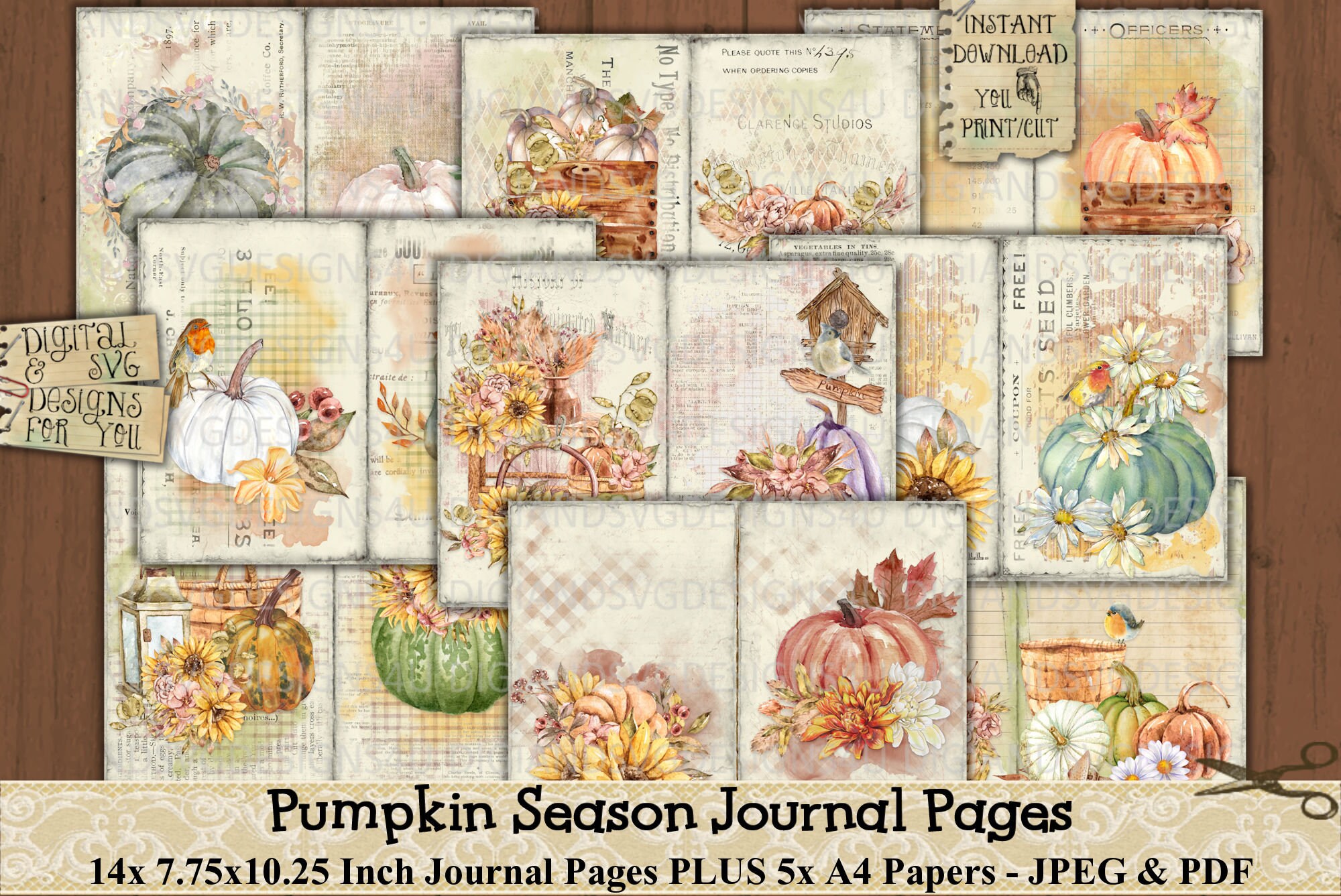 Pumpkin Season Autumn Fall Junk Journal Harvest - Etsy