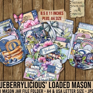 Blueberry-licious, Loaded Mason Jar, File Folder, Blueberries, Tags ...
