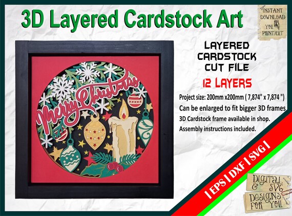 3D Merry Christmas SVG 3D Cardstock Design 3D Paper Cut | Etsy