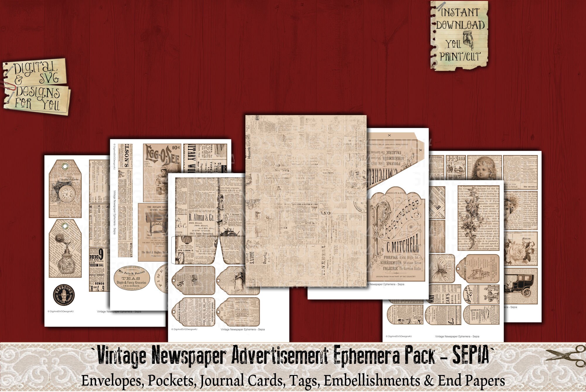 Newspaper Ads Advertisement Vintage Sepia Ephemera - Etsy