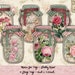 Printable Mason Jars, Tags, Shabby Chic, Roses, MJ01, Vintage, Junk ...