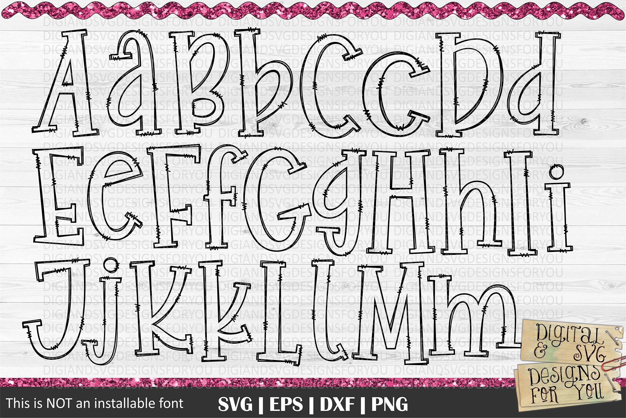 Doodle Letters Svg, Png, Dxf, Transparent Doodle Letters SVG, Blank ...