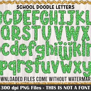 School Doodle Letters, Back to School PNG Alphabet Bundle, Teacher ...