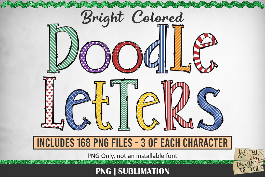 Doodle Letters Png, Doodle Alphabet, Colored Doodle Letters PNG, Doodle ...