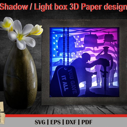 Fallen Soldier 3D Shadow Box Template Light Box SVG 3D - Etsy
