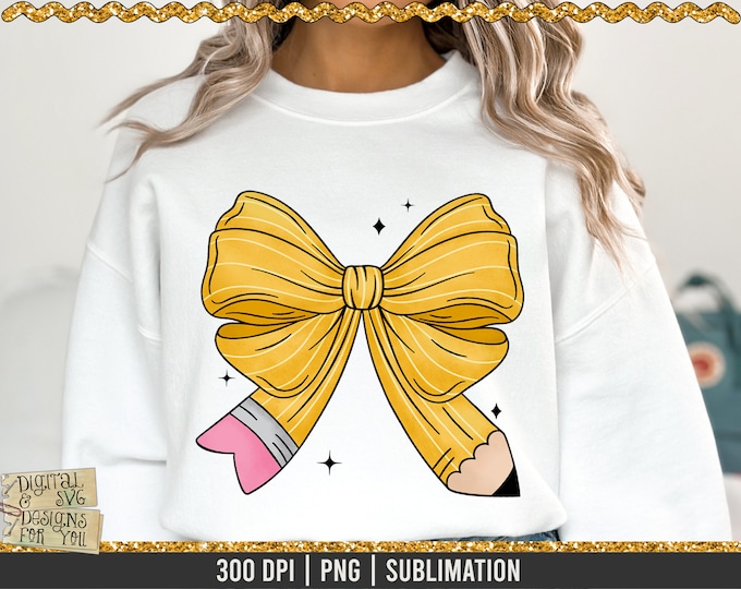 Teacher Pencil Paper Bow Png File, Can Be Personalized With Teachers ...