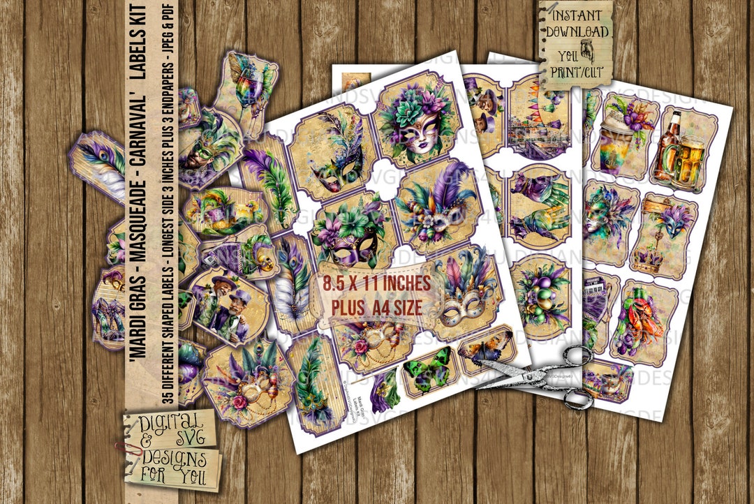 Mardi Gras, Masquerade, Carnival, Labels, Ephemera, Embellishments ...