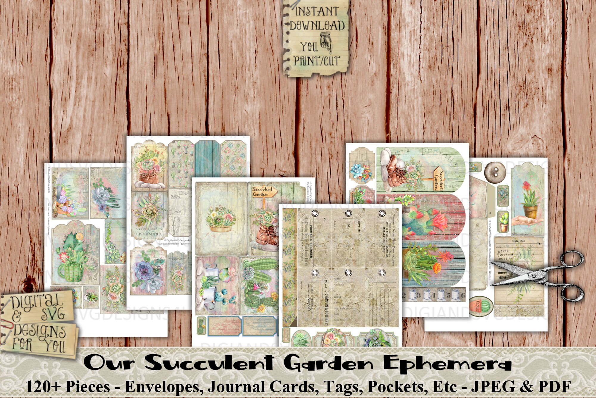 Our Succulent Garden Ephemera Embellishments Junk Journal - Etsy